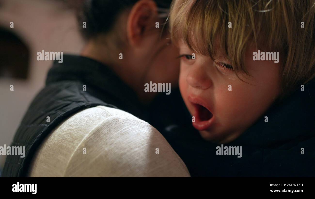 Baby toddler yawning, tired child Stock Photo - Alamy