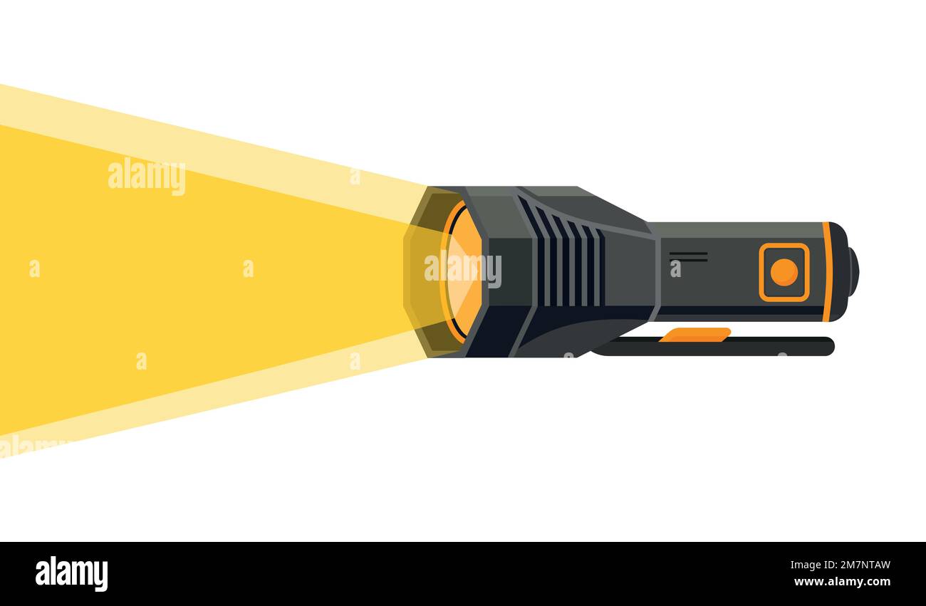 Flashlight torch hand illustration. Pocket vector light lamp lantern ...
