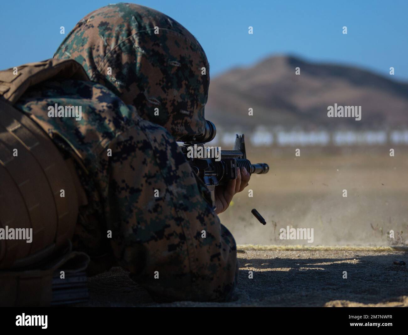 A U.S. Marine conducts his annual rifle qualification at Range 116A, on ...