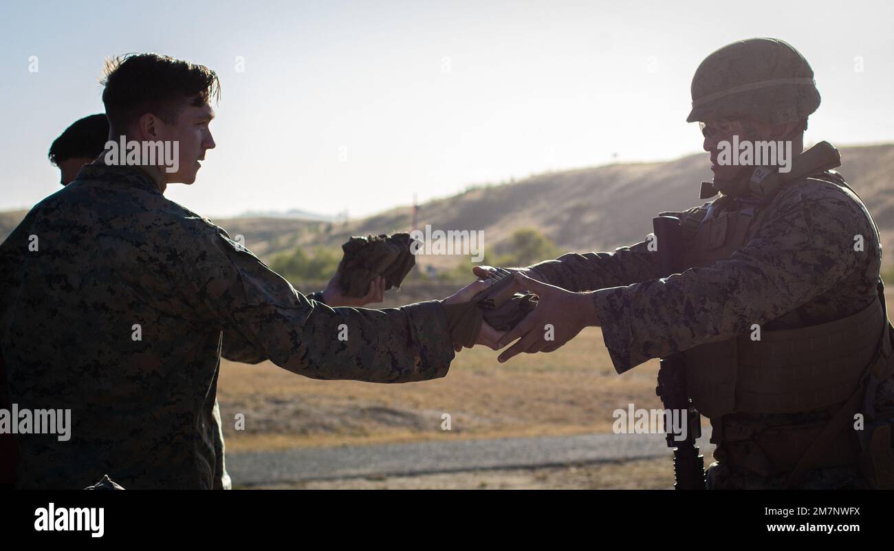 U.S. Marines receive ammo before conducting their annual rifle ...