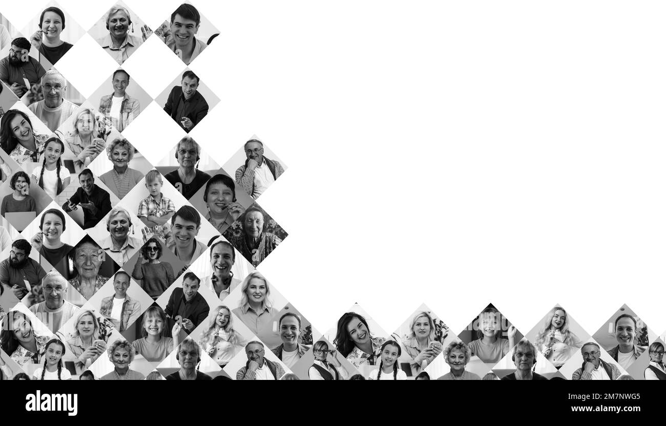 Group of people in front of a background Stock Photo - Alamy