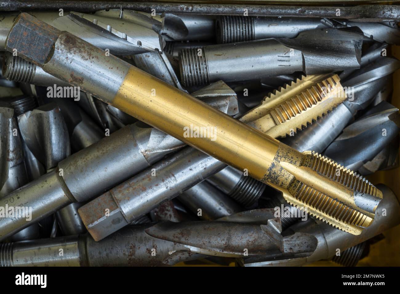 background pattern of used drilling tools Stock Photo - Alamy