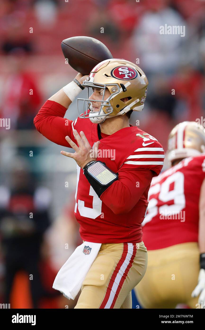 San Francisco 49ers quarterback Brock Purdy during an NFL football game ...