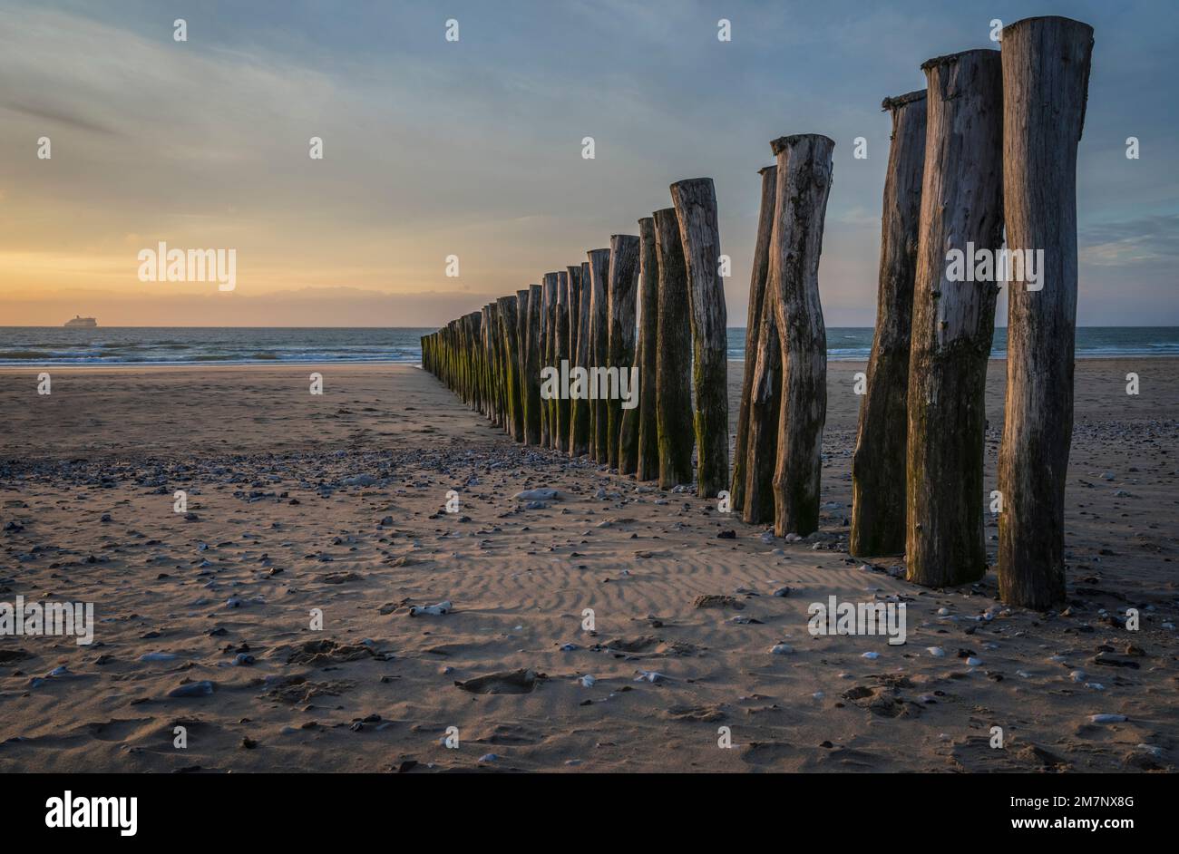 sunset on the french channel coast Stock Photo - Alamy