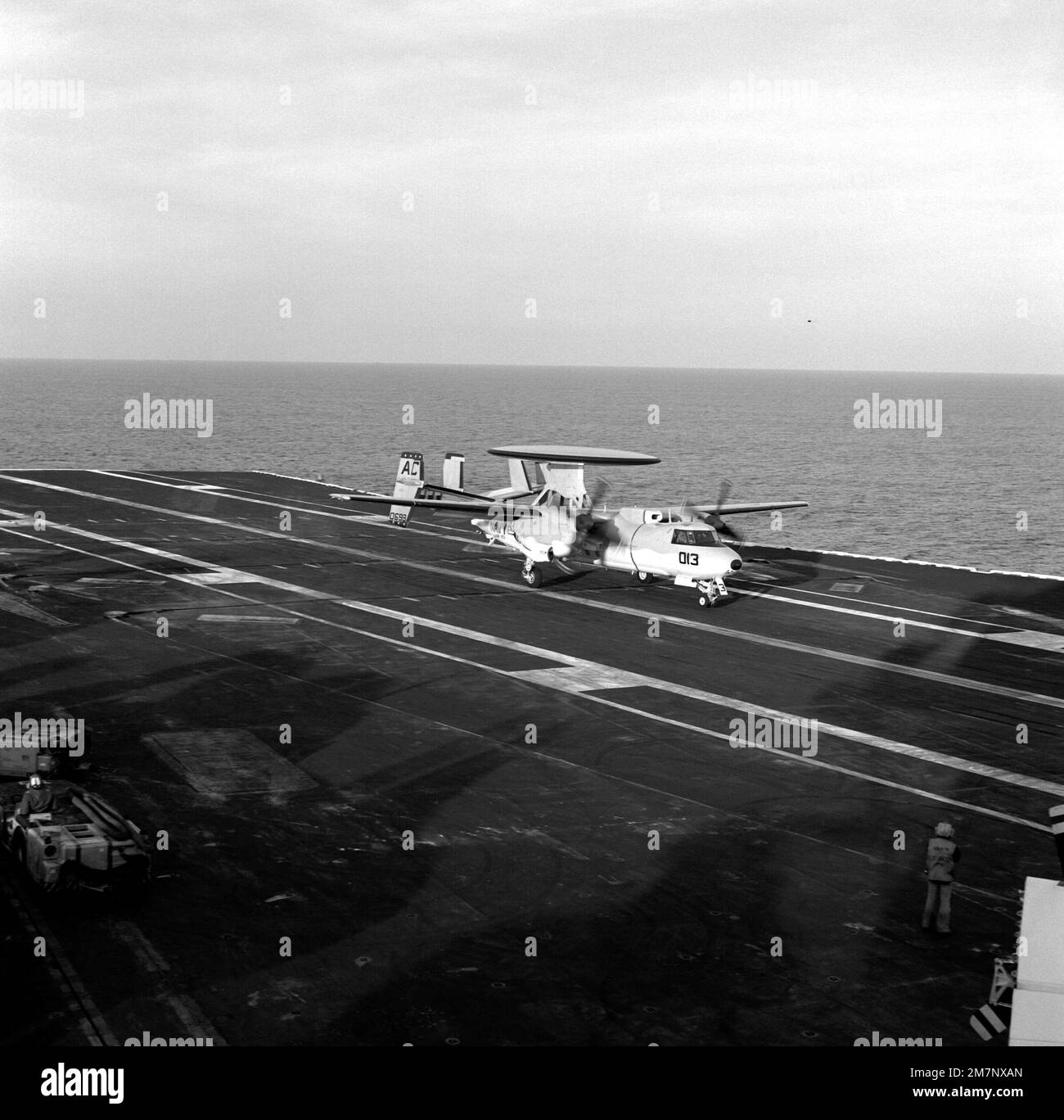 A right front view of an E-2C Hawkeye airborne early warning aircraft ...