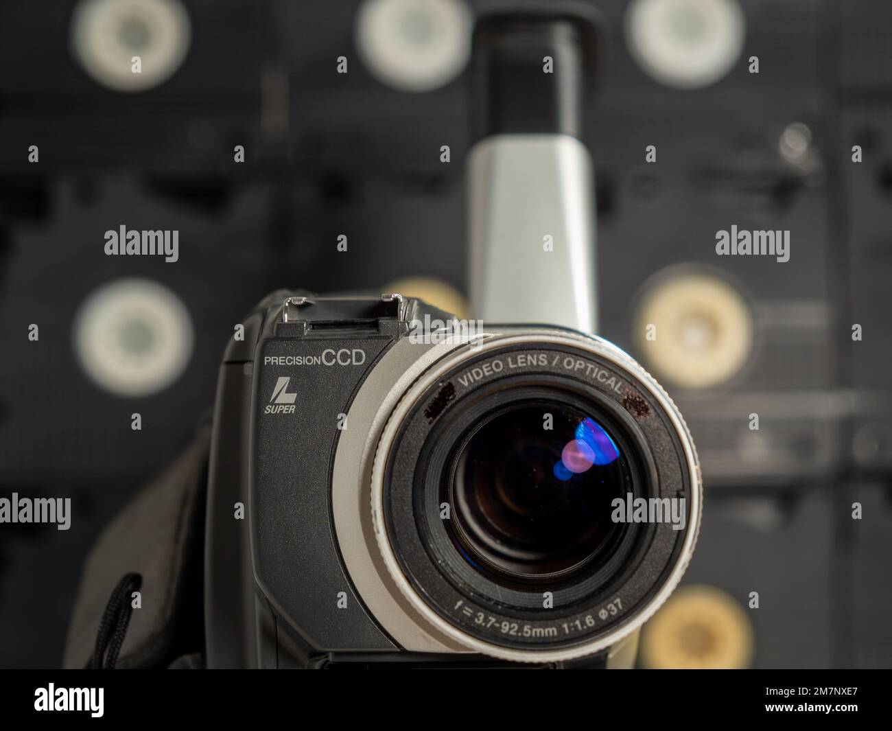 Vintage retro video camera, tape recorder, close-up object. Outdated ...