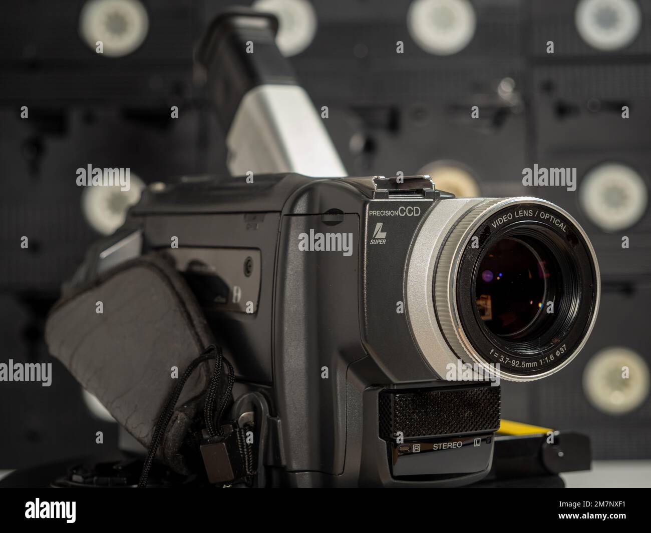 Vintage retro video camera, tape recorder, close-up object. Outdated ...