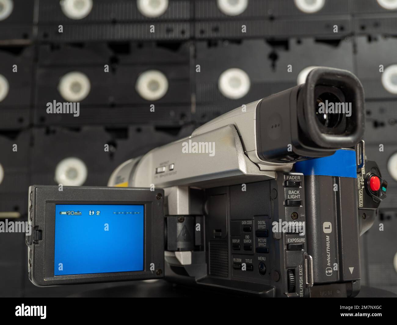 Vintage retro video camera, tape recorder, close-up object. Outdated ...