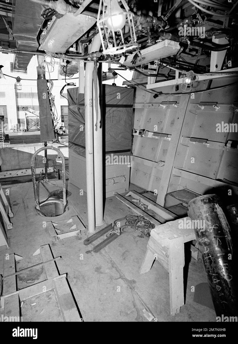 An interior view of the sonar equipment room on the guided missile ...