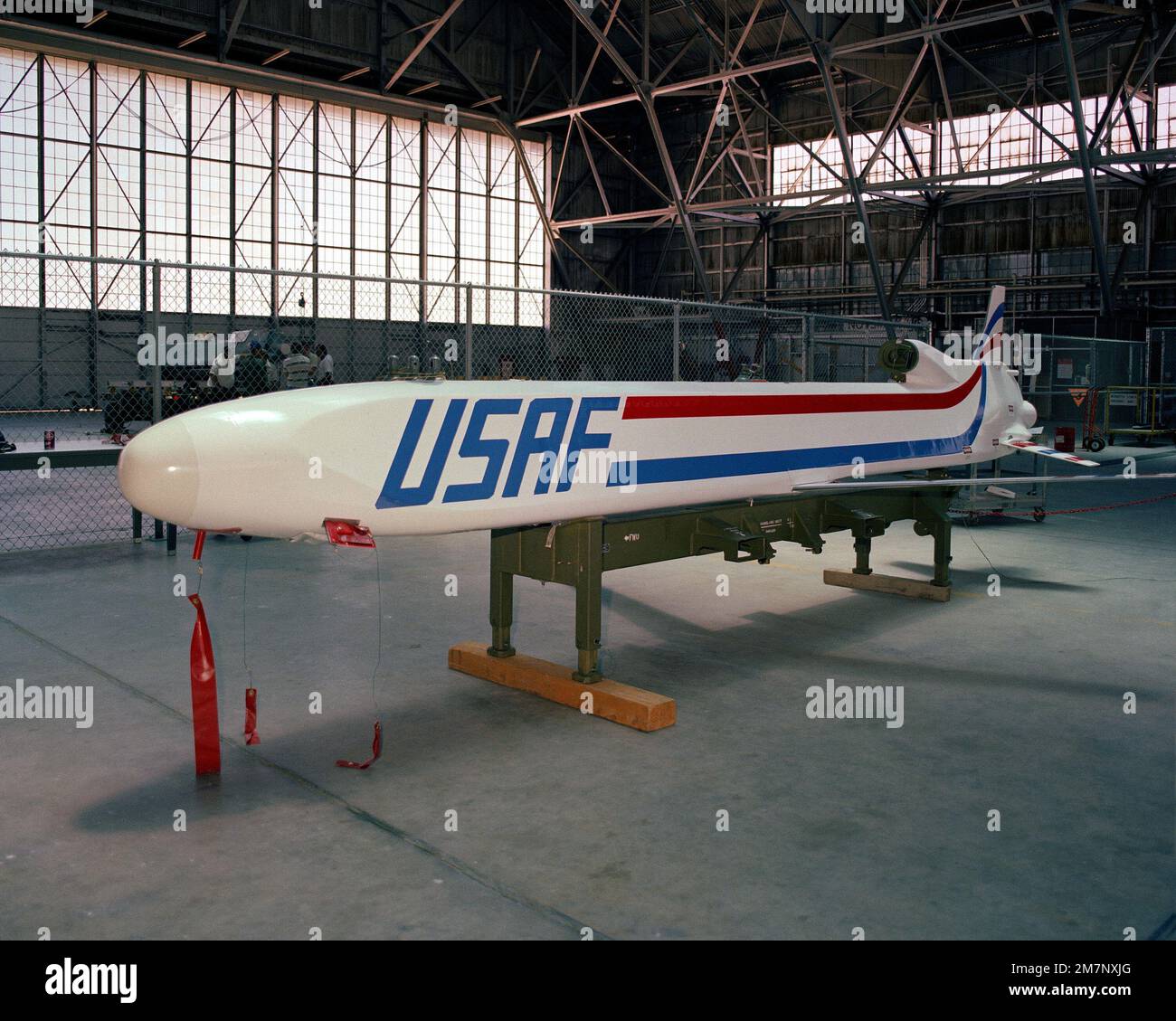 A left front view of an AGM-86 air launched cruise missile (ALCM ...