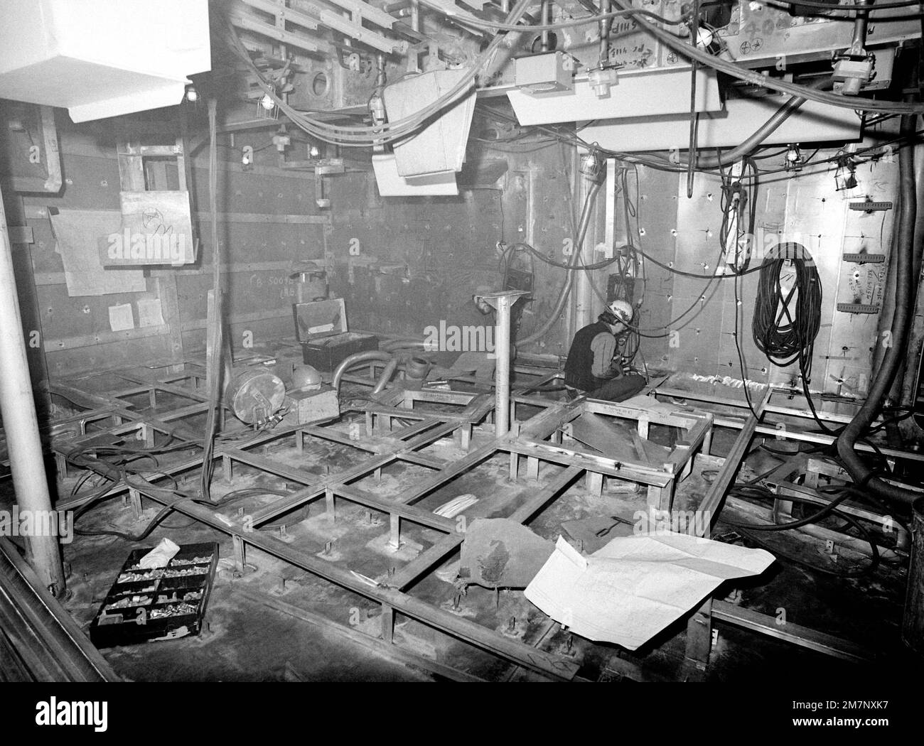 An interior view of the radar, IFF and combat information center space ...
