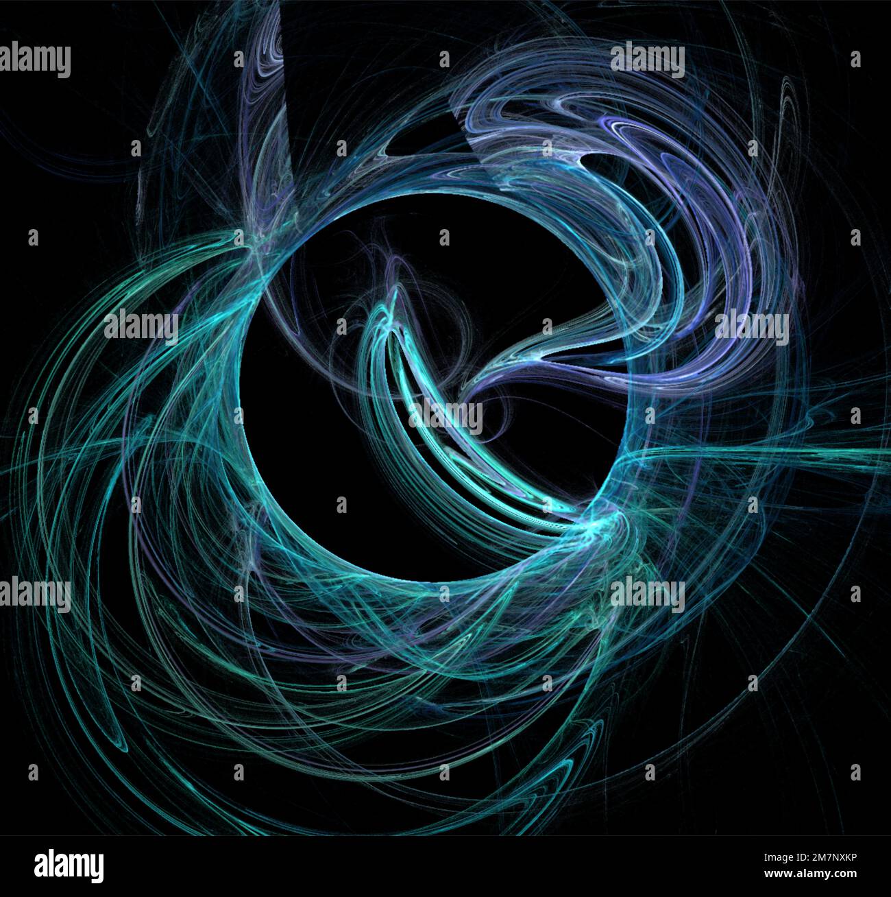 bright blue abstract pattern on black, color digital graphics ...