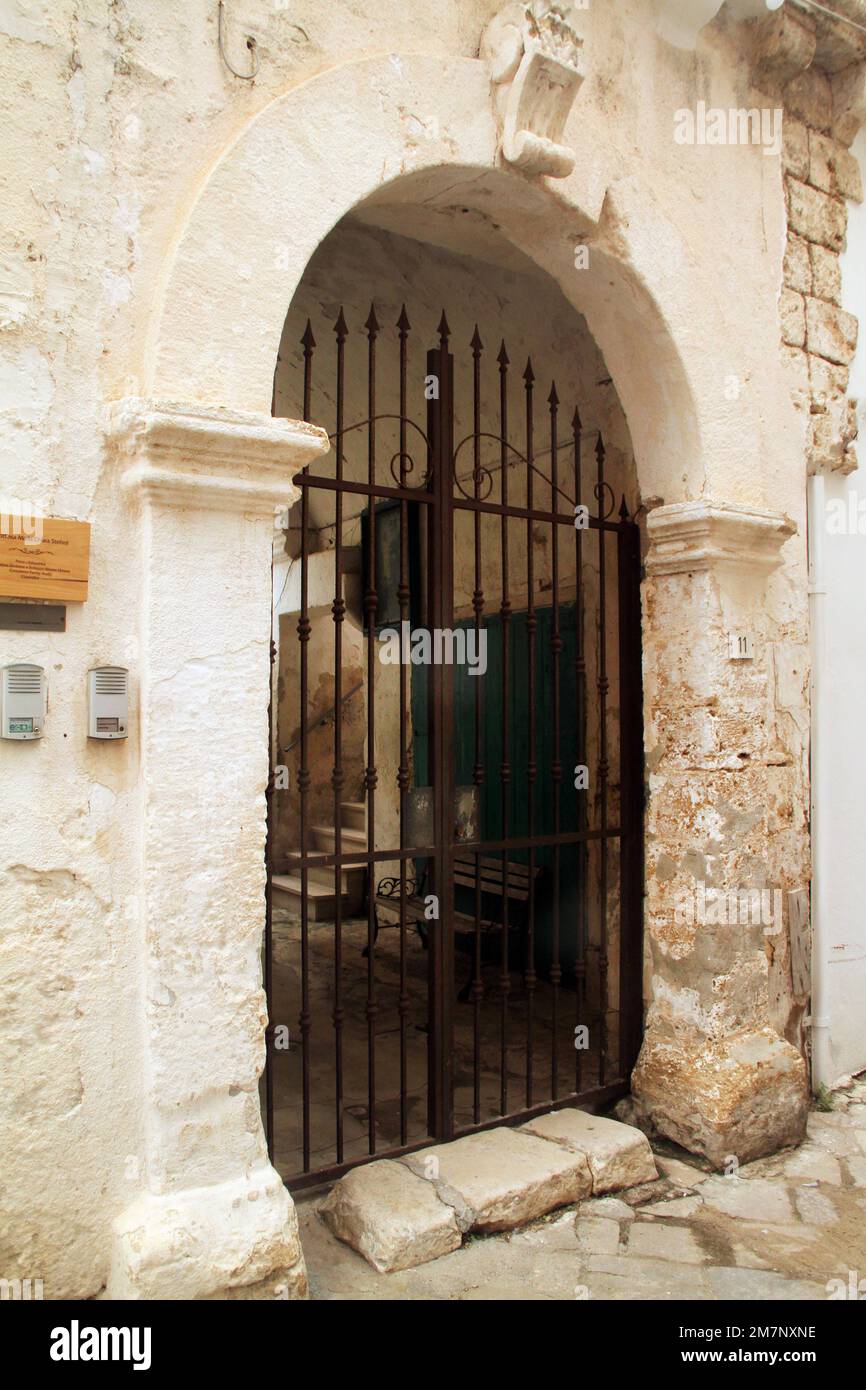 Architectural details in the historical center of Racale, Italy Stock ...
