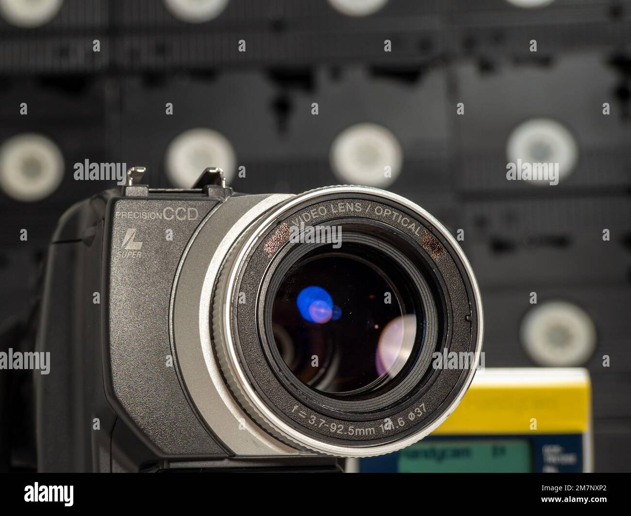 Vintage retro video camera, tape recorder, close-up object. Outdated ...