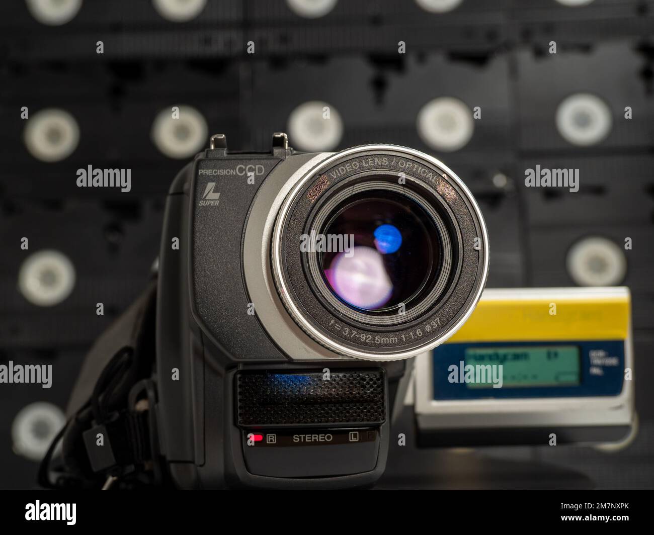 Vintage retro video camera, tape recorder, close-up object. Outdated ...