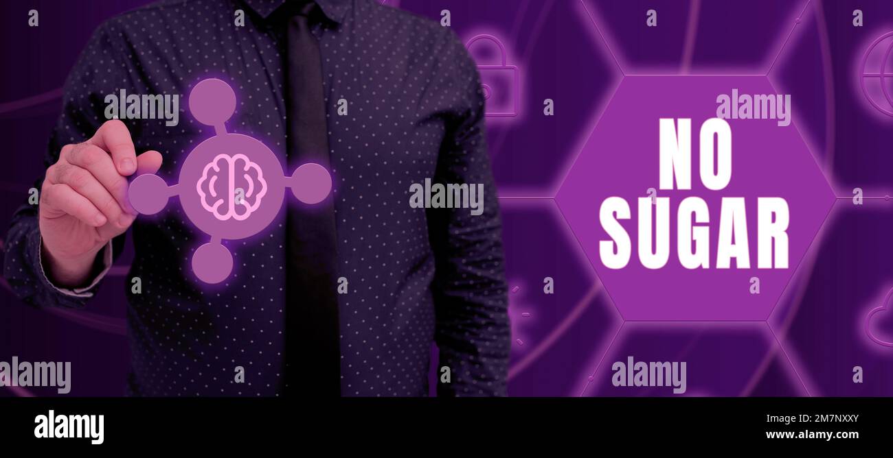 Text showing inspiration No Sugar. Business concept has been left ...