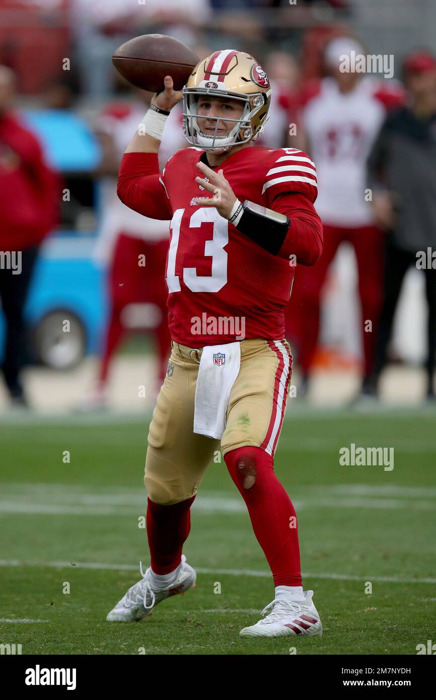 San Francisco 49ers quarterback Brock Purdy (13) throws during an NFL ...
