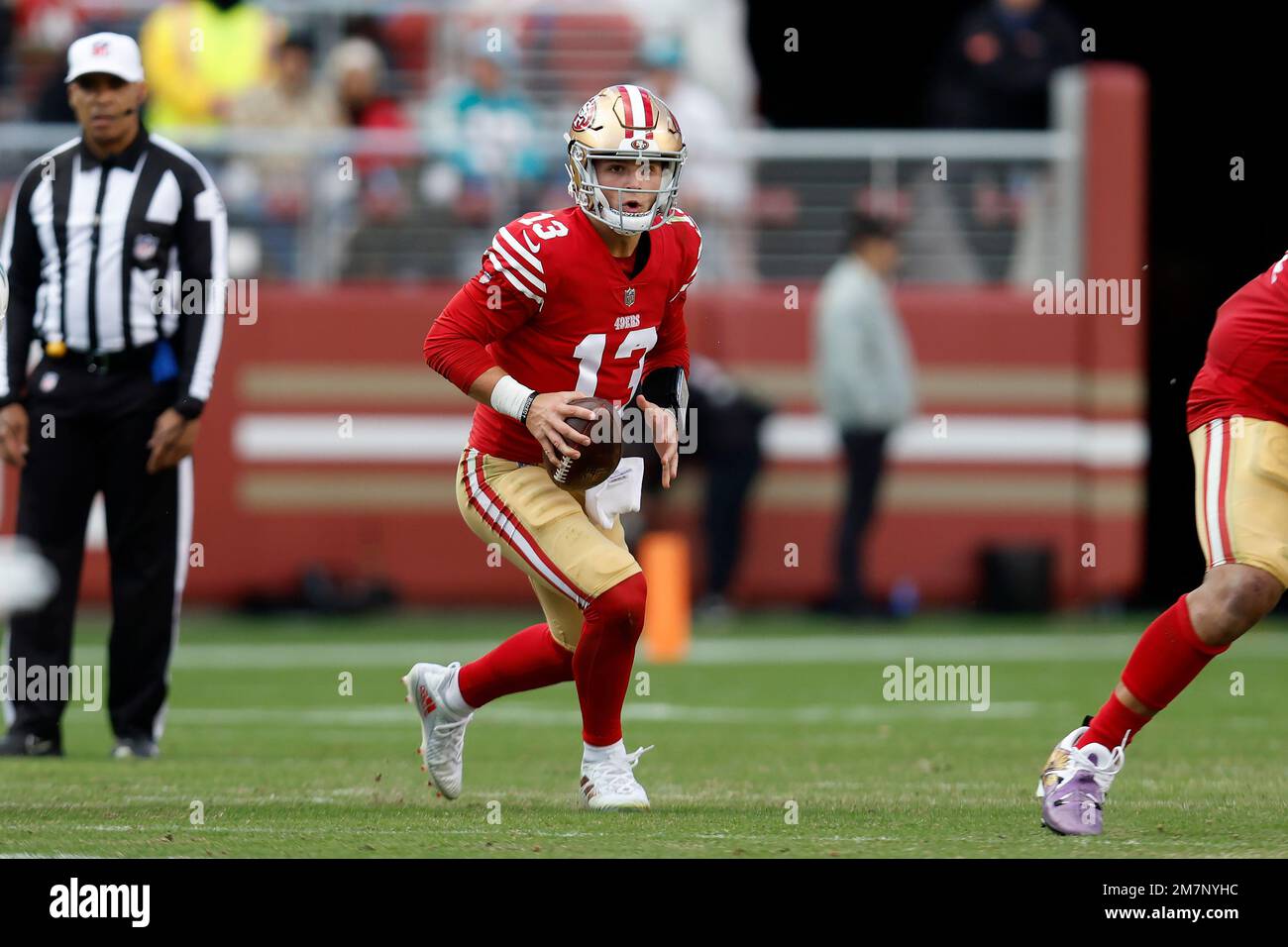 San Francisco 49ers quarterback Brock Purdy during an NFL football game ...