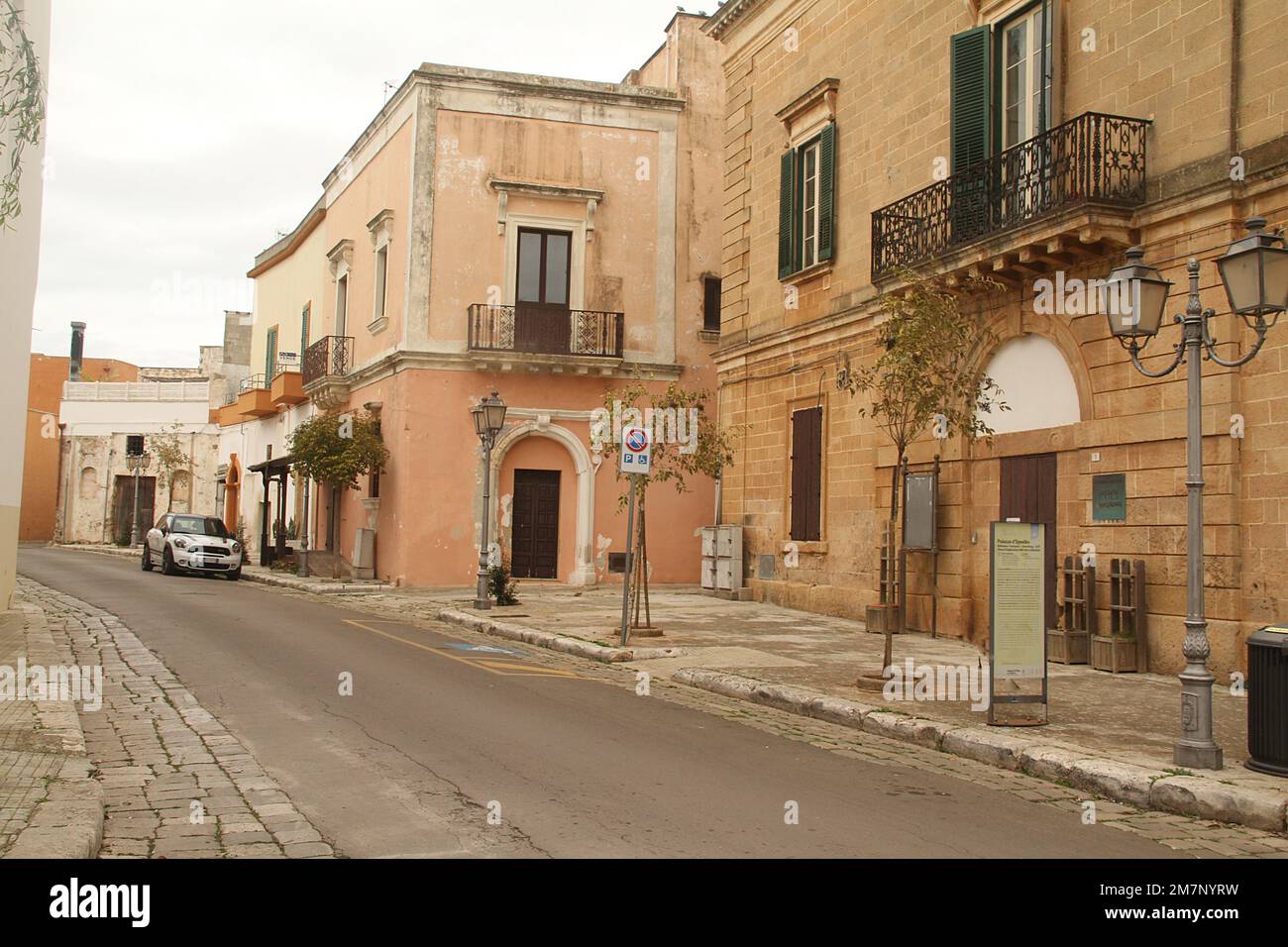 Racale, Italy. Via Vittorio Emmanuele II, with Palazzo D'Ippolito ...