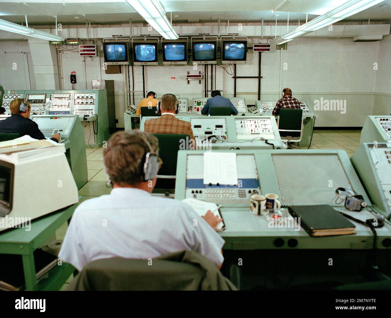 An interior view of the control room of Space Launch Complex Three ...