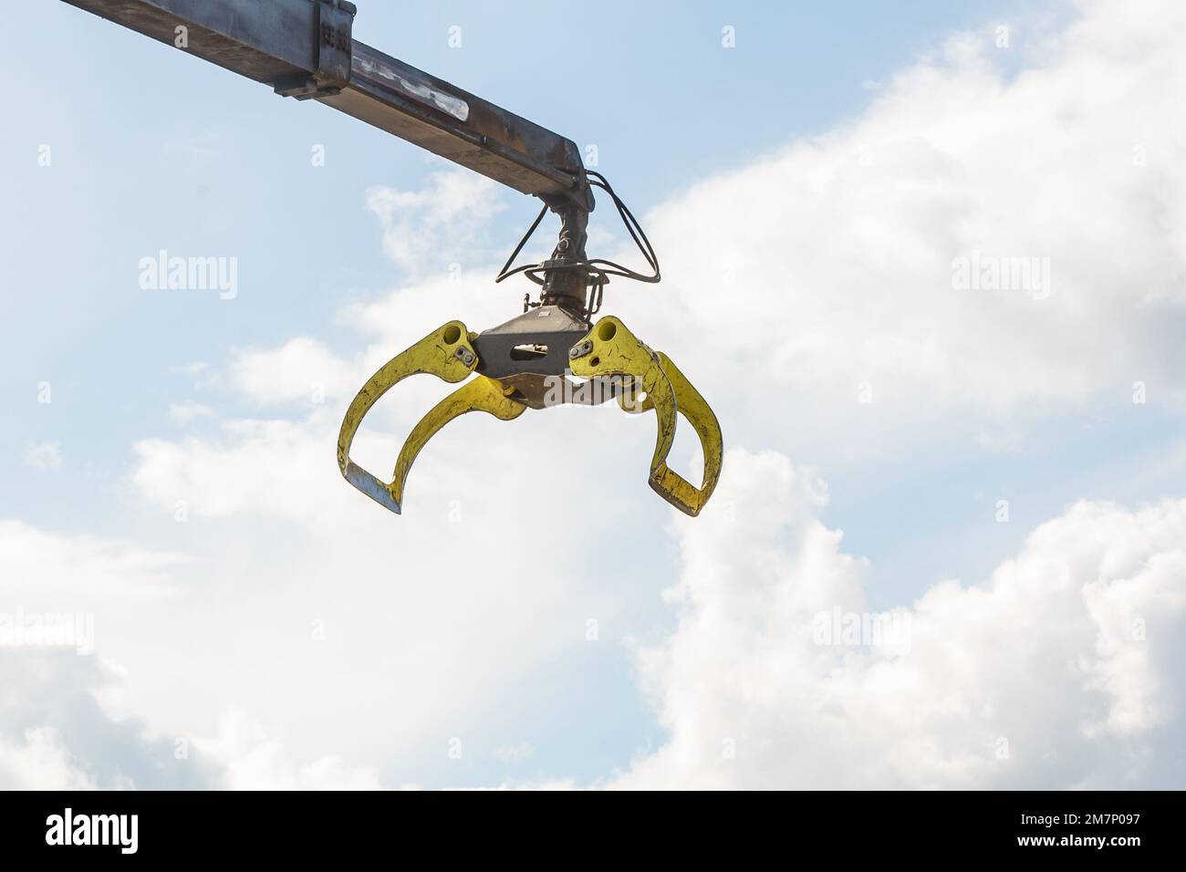 Log loader in detail. Lumber industry Stock Photo - Alamy