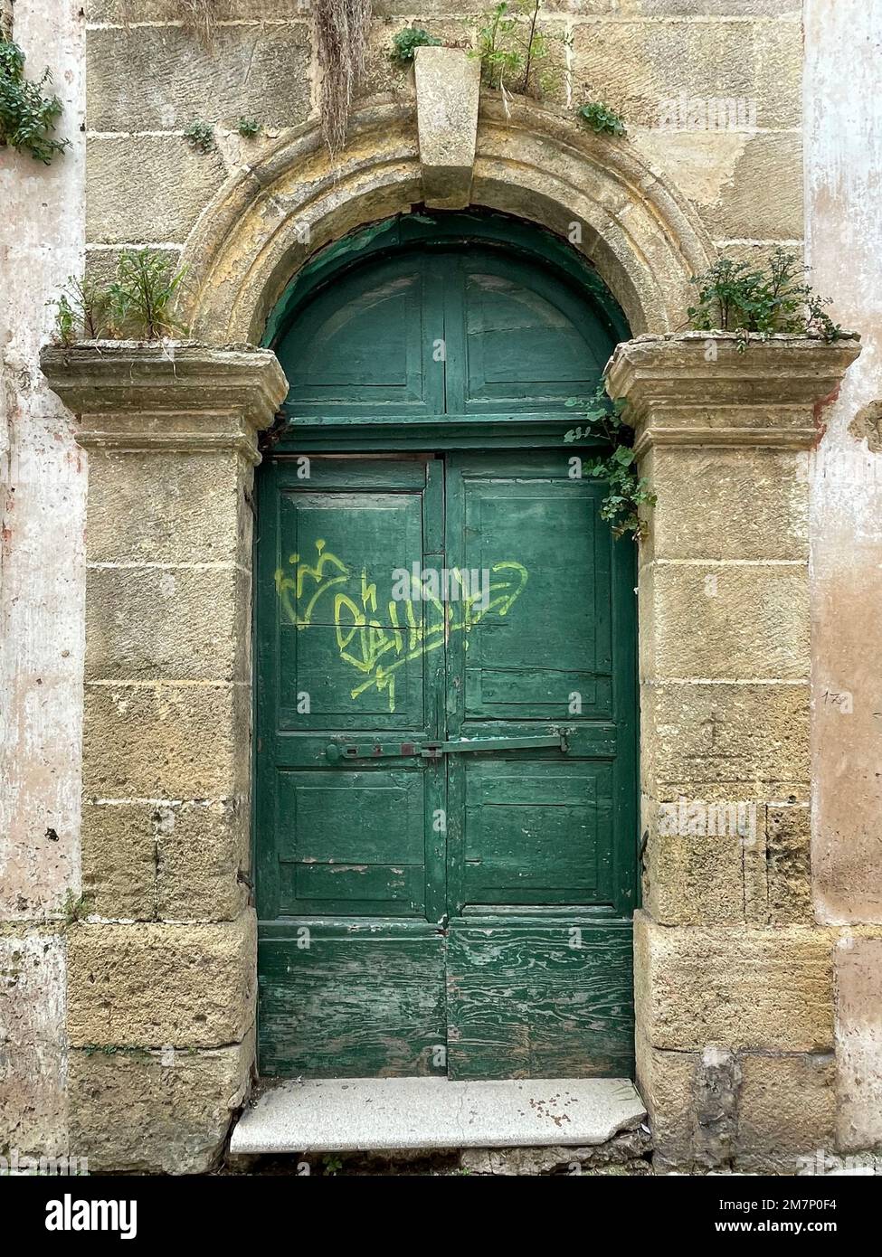 Beautiful entrance doors to an old property in the historical center of ...