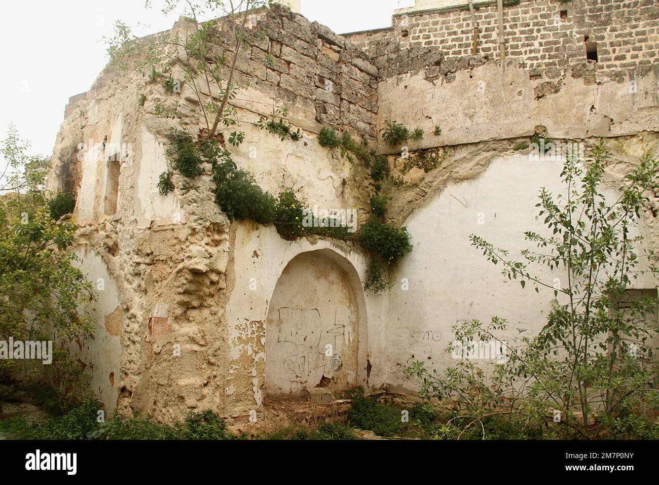 Racale, Italy. Ruins of Castello Baronale, a noble palace built in the ...