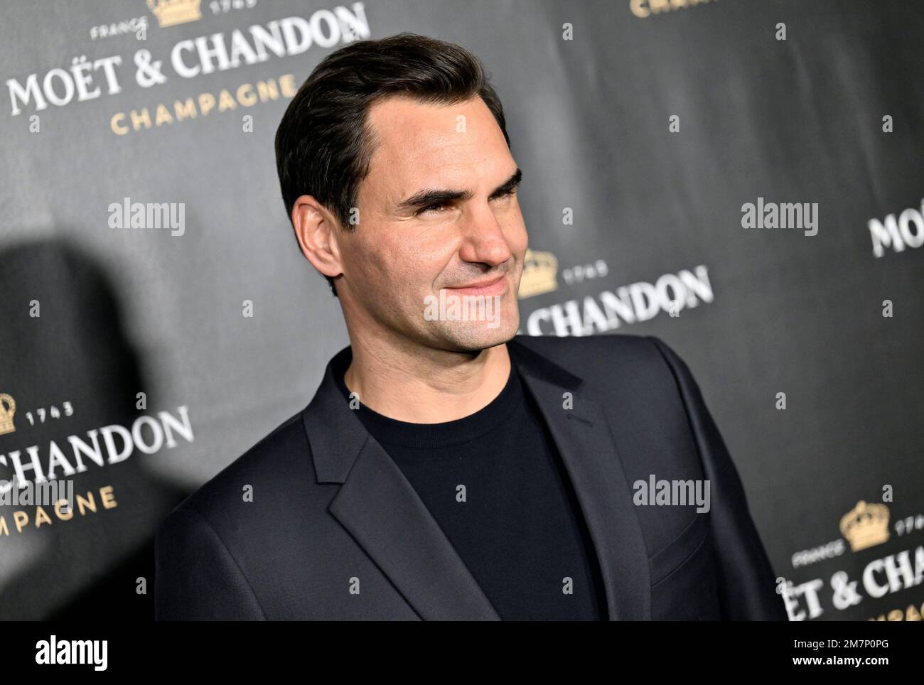 Roger Federer attends the Moet & Chandon holiday season celebration at ...