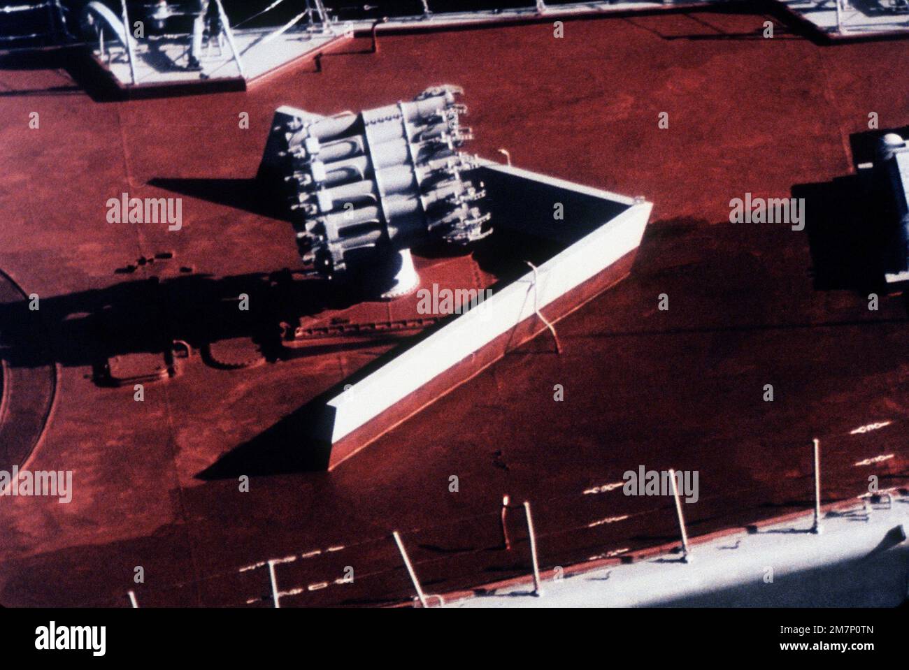 An RBU-6000 rocket launcher mounted on the deck of the Soviet aircraft ...