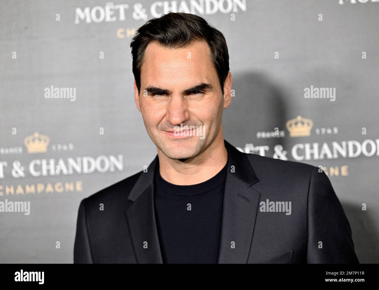 Roger Federer attends the Moet & Chandon holiday season celebration at ...