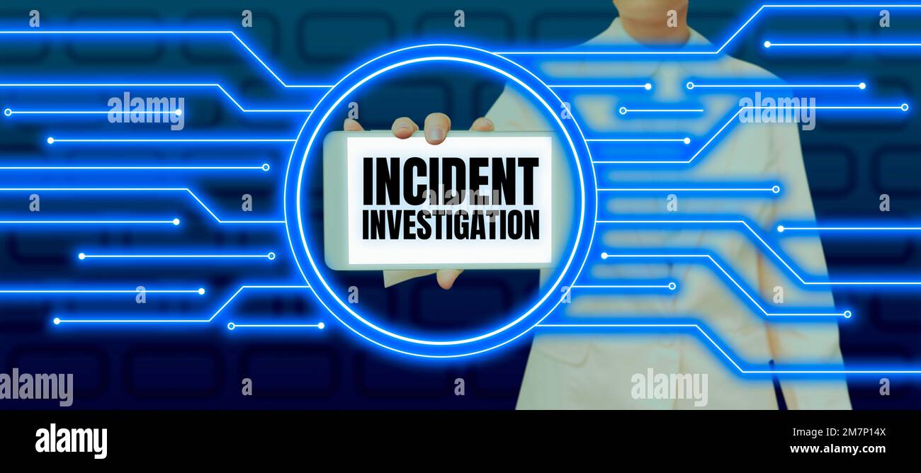 Text caption presenting Incident Investigation. Conceptual photo ...