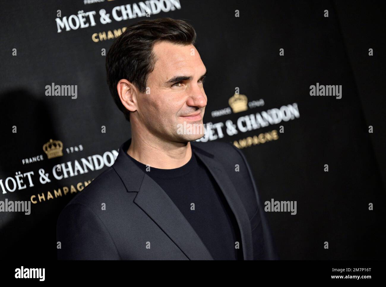 Roger Federer attends the Moet & Chandon holiday season celebration at ...