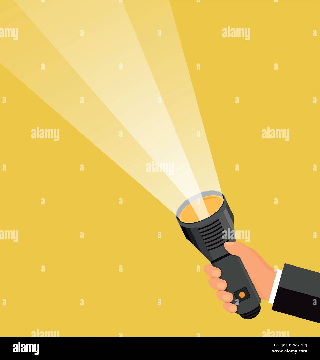 Vector illustration. Flat flashlight and hand. Web search concept ...