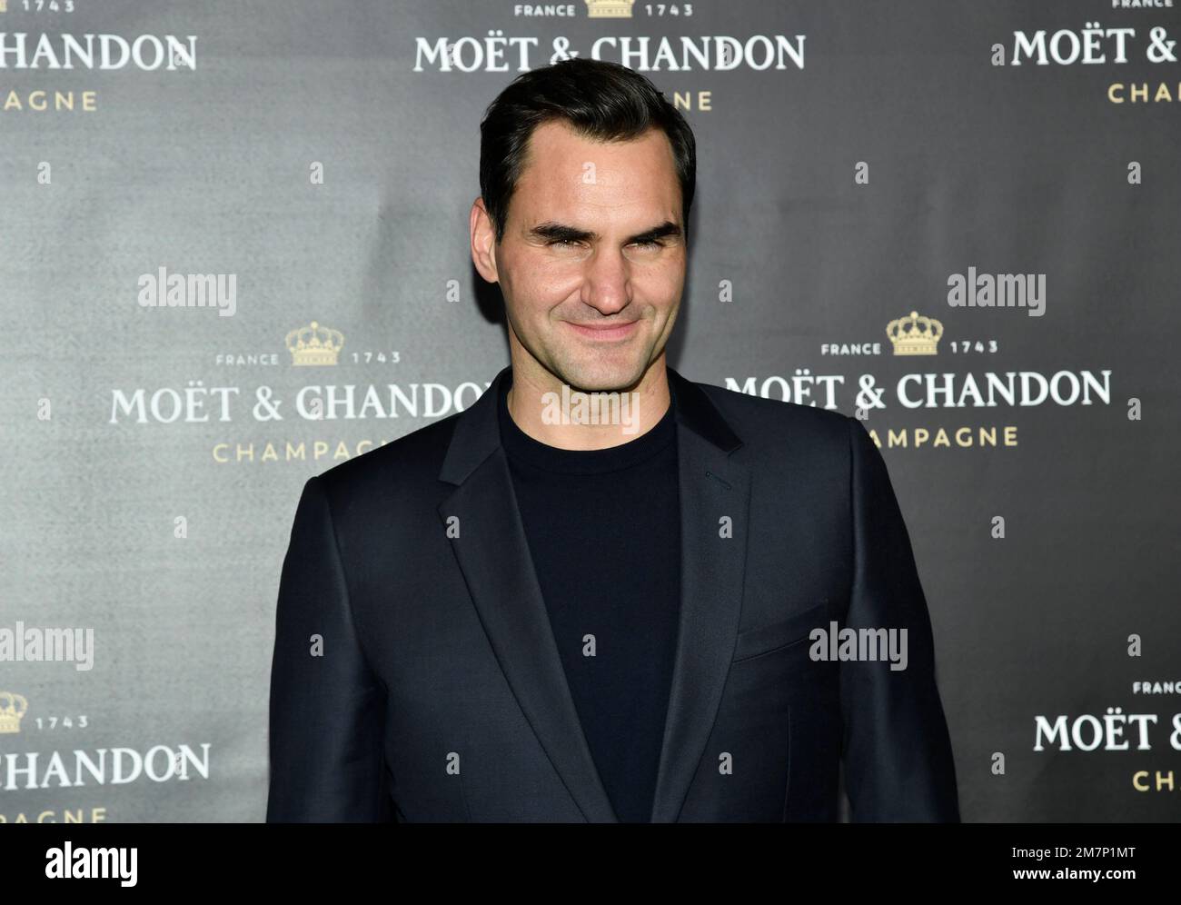 Roger Federer attends the Moet & Chandon holiday season celebration at ...