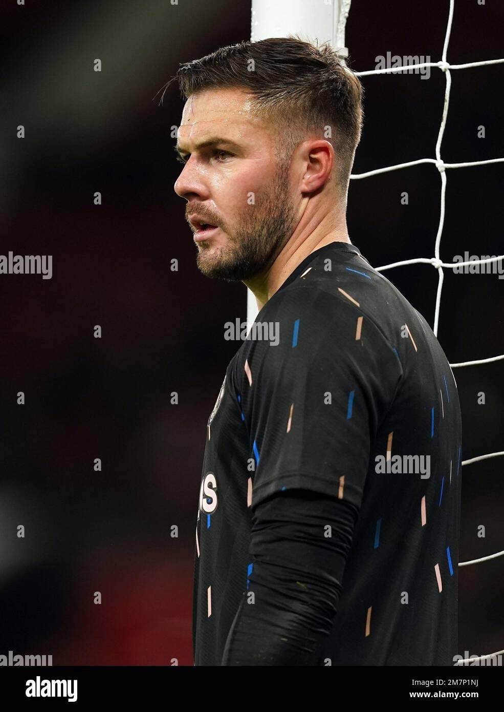 Manchester United goalkeeper Jack Butland warms up before the Carabao ...