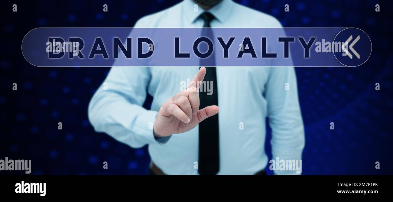 Hand writing sign Brand Loyalty. Business overview Repeat Purchase ...
