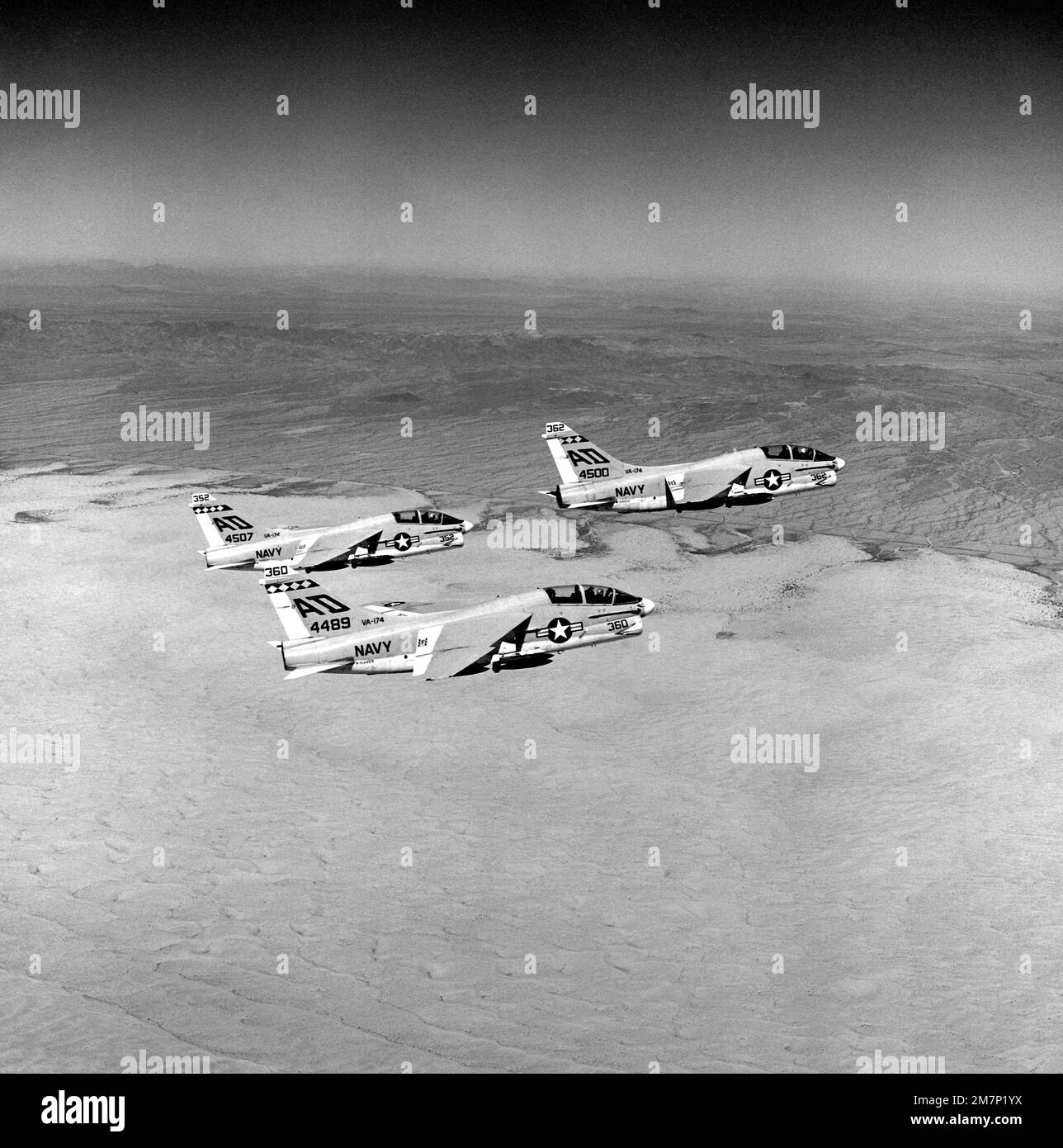 A right side view of three TA-7C Corsair II aircraft from Light Attack ...
