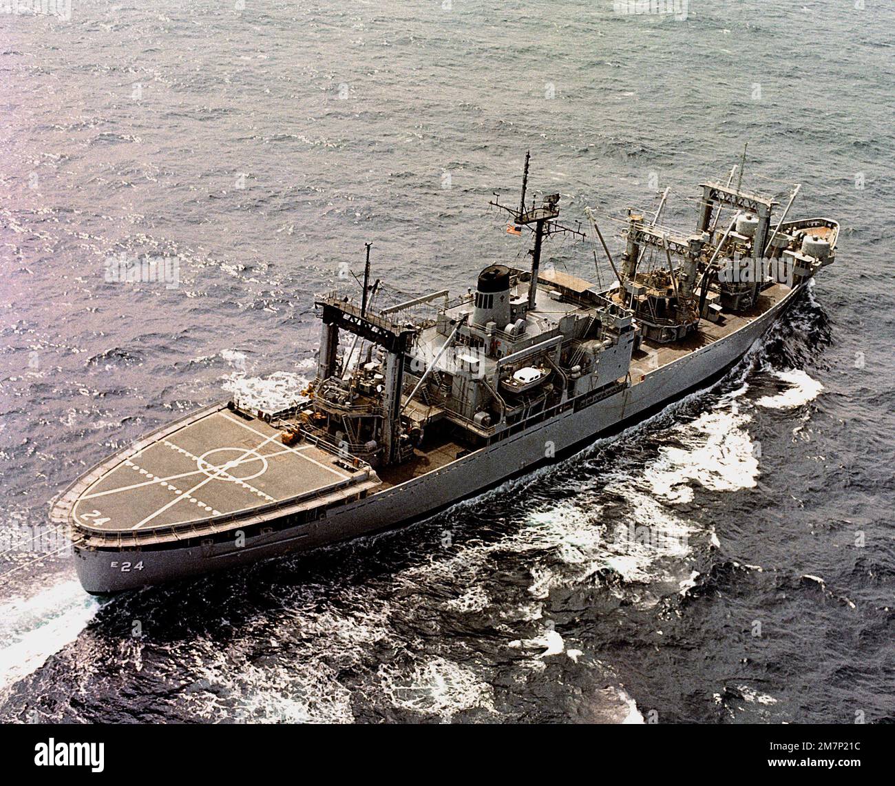 A starboard quarter view of the ammunition ship USS PYRO (AE 24 ...
