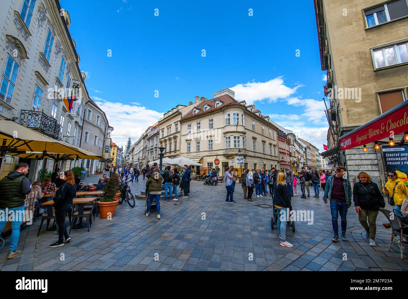 Bratislava, Slovakia. Beautiful old buildings and street in the old ...