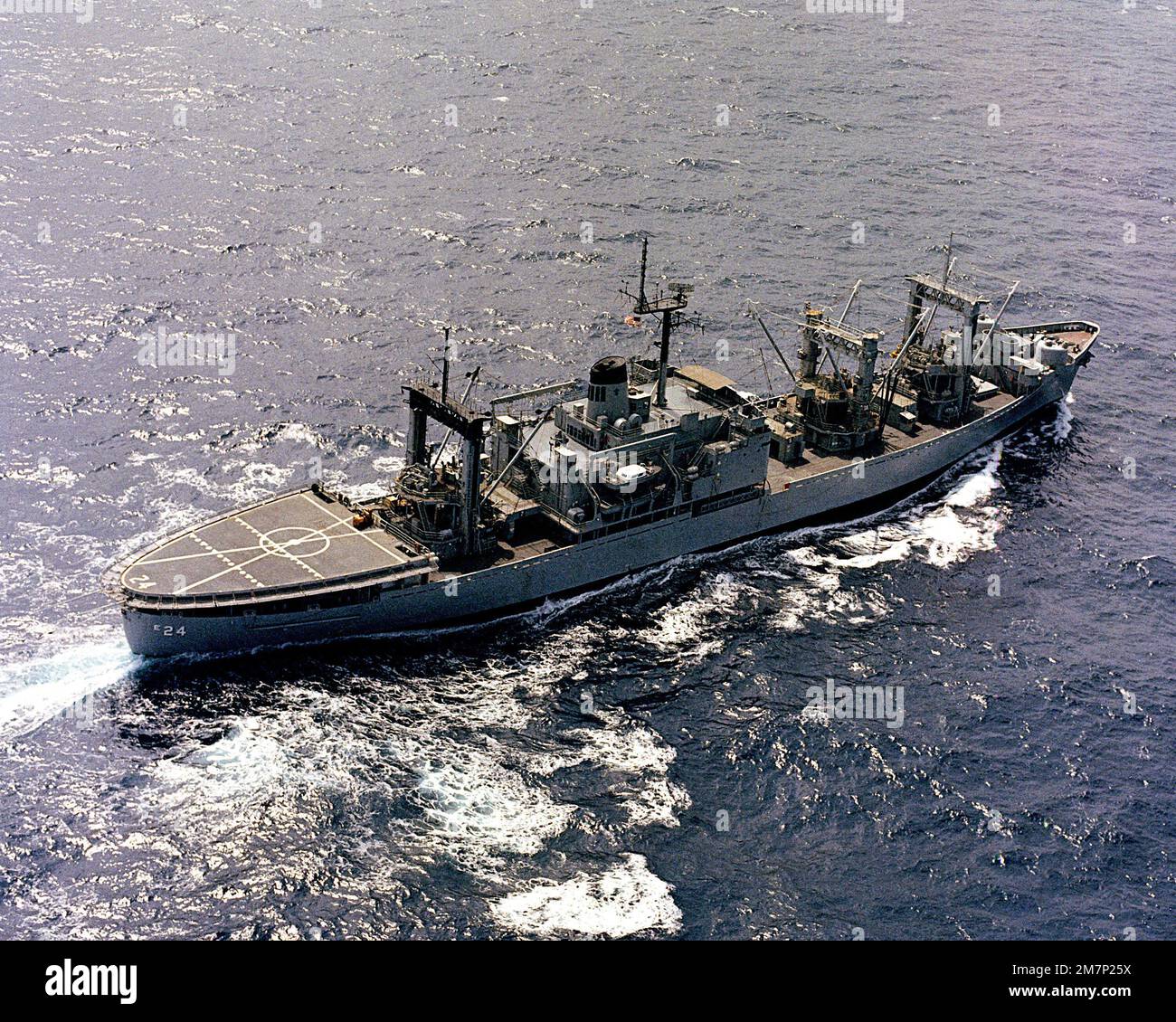 A starboard quarter view of the ammunition ship USS PYRO (AE 24 ...