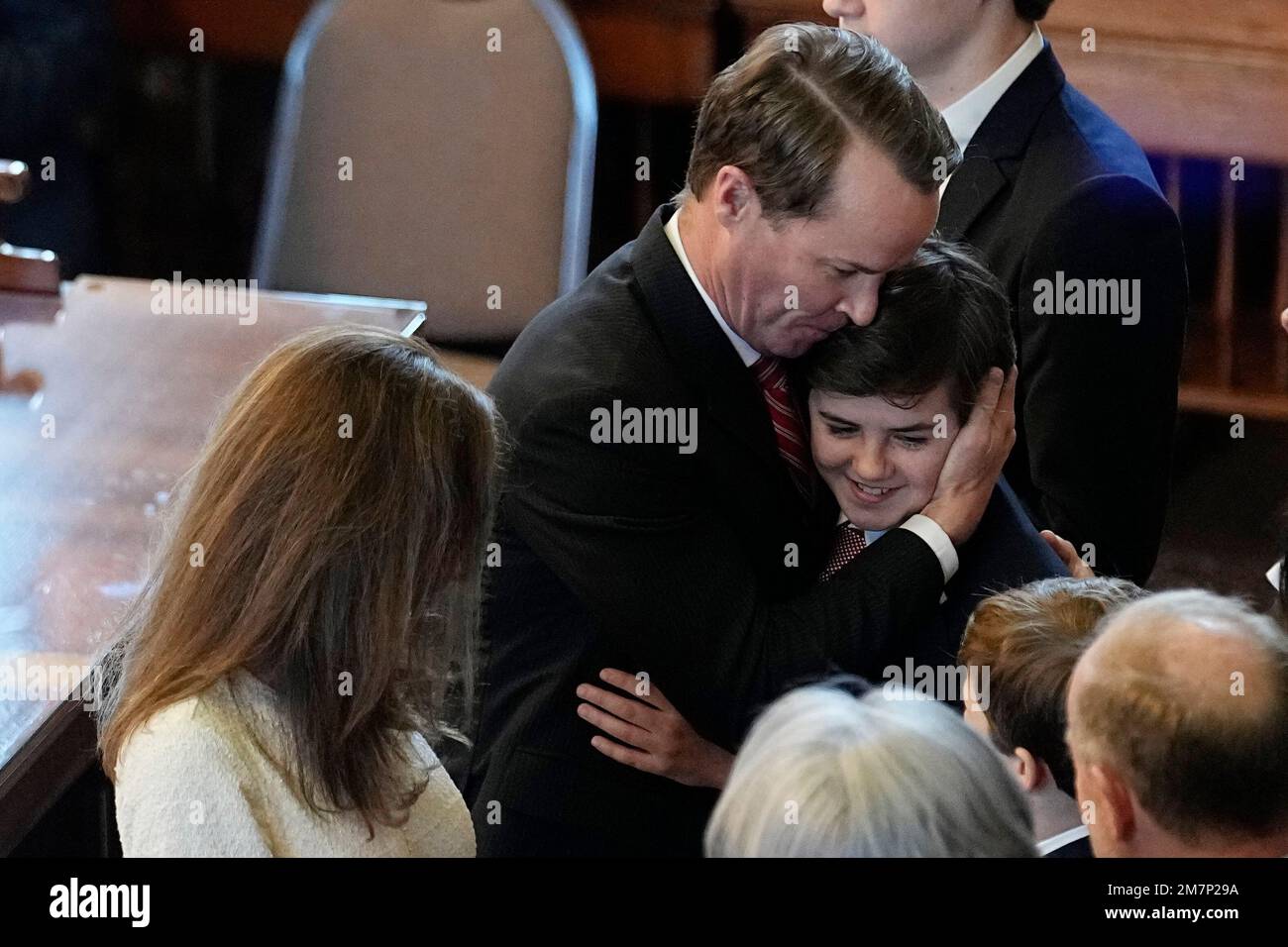 Speaker of the House Dade Phelan, R-Beaumont, center, celebrates with ...