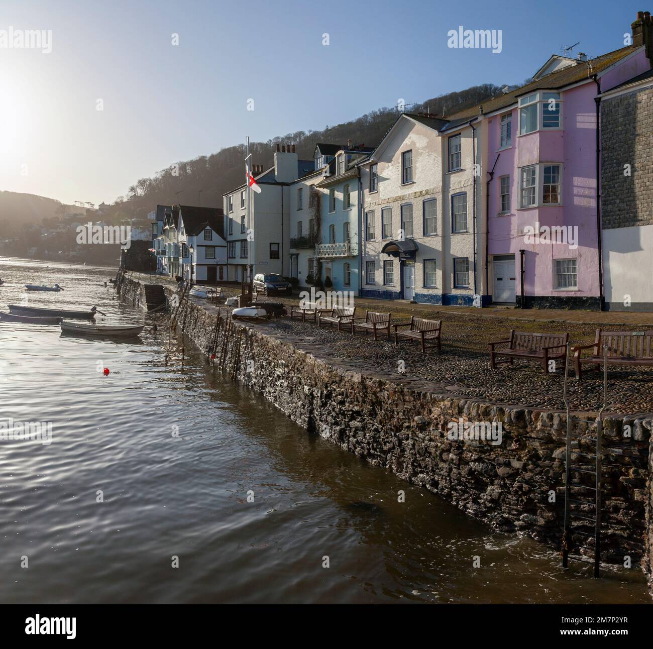 Europe, UK, England, Devon, Dartmouth, Bayard's Cove at Dawn Stock ...