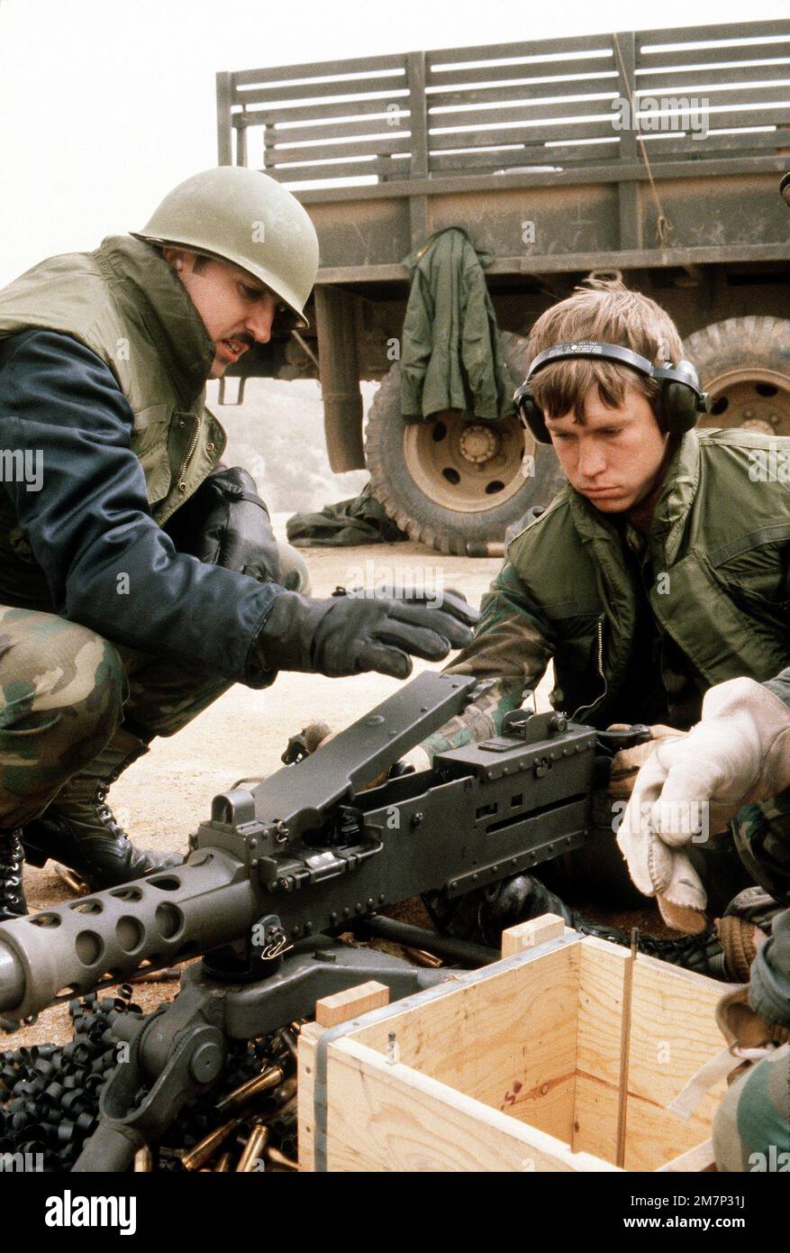 Security policeman SSGT Joseph Reilly teacher M-2 .50-caliber machine ...