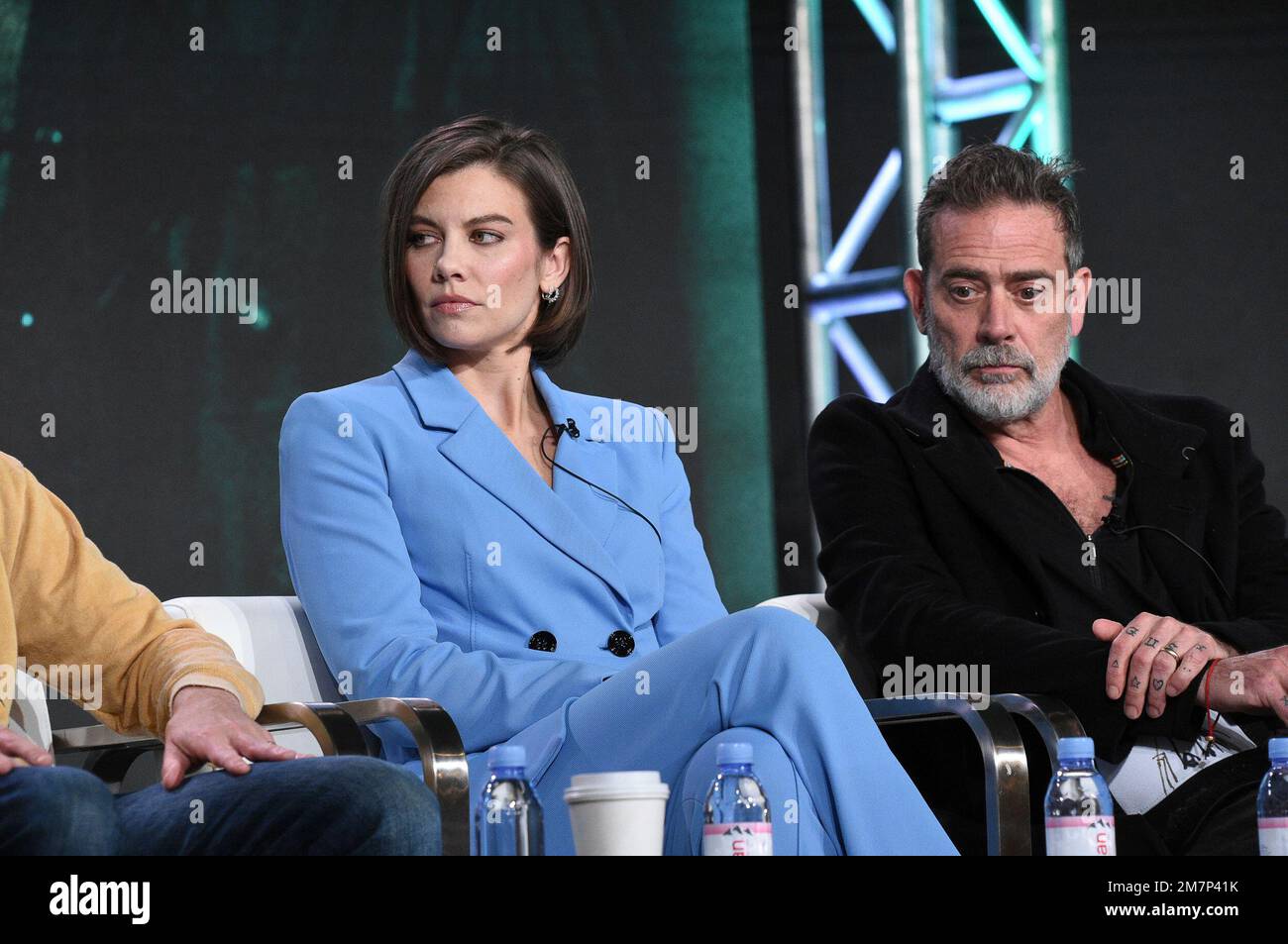 Lauren Cohan, left, and Jeffrey Dean Morgan participate in the AMC "The ...