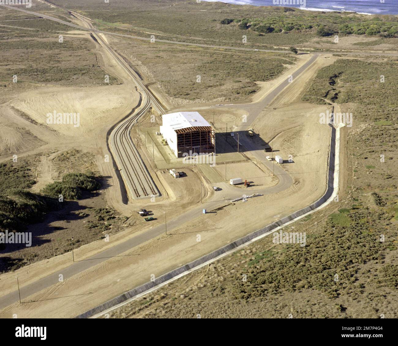 A aerial view of the receipt and storage area, part of Space Launch ...