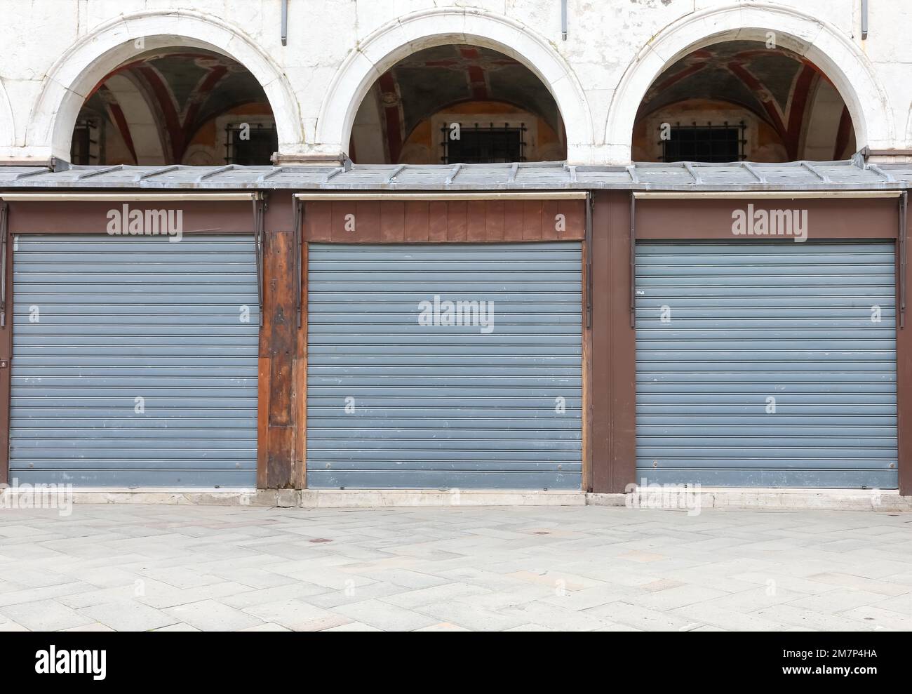 closed down shop shutters during severe economic crisis and depression ...