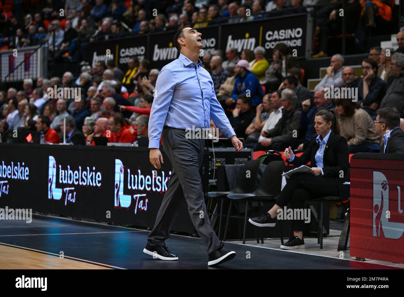 Oostende , Belgium . 10 th January 2023, Head Coach Dario Gjergja of ...