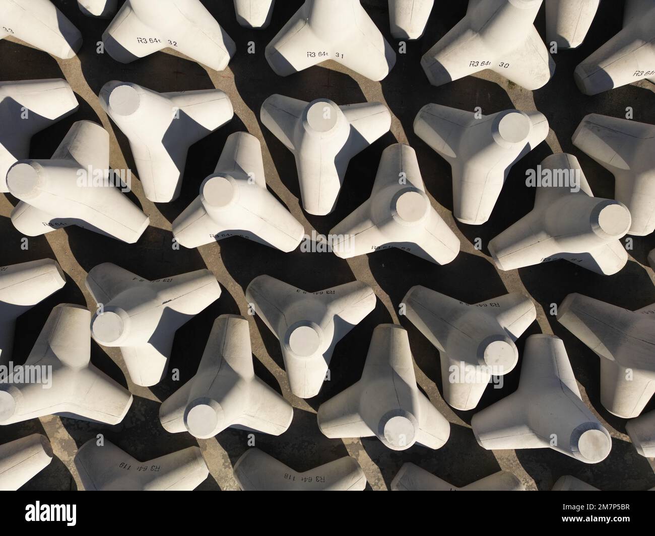 A top view of the group of tetrapods in Japan on a sunny day Stock ...