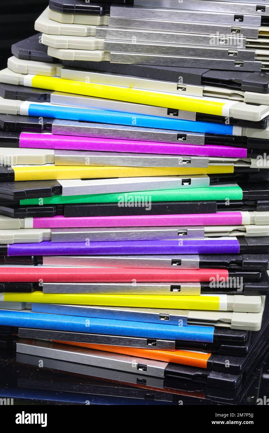 Old floppy disks used to save computer data in the 90s Stock Photo - Alamy