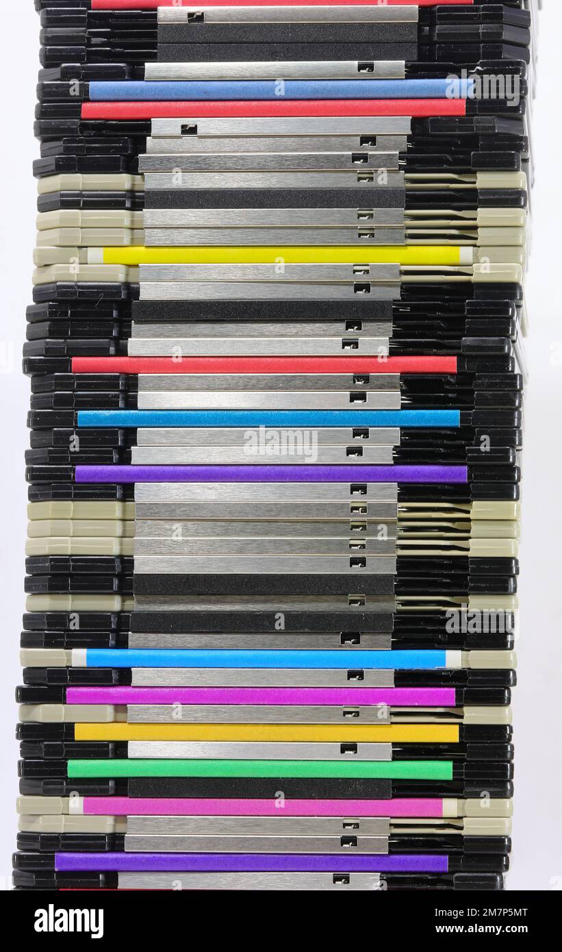 Old floppy disks used to save computer data in the 90s Stock Photo - Alamy
